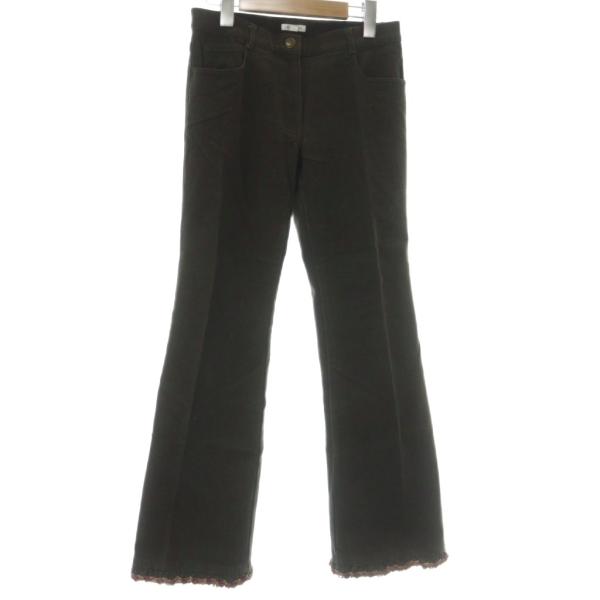 レストローズ L'EST ROSE デニム ジーンズ  パンツ S ブラウンデニム  フリンジ裾 /DU ■GY60 レディース【ブランド】レストローズ L'EST ROSE【表記サイズ】S【実寸サイズ】ウエスト：70cm　もも幅：48cm...