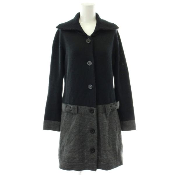 ギャラリービスコンティ GALLERY VISCONTI ワンピース ニット ひざ丈 2 黒 ブラック ショールカラー 長袖 ボタン付き /GP ■GY60 レディース【ブランド】ギャラリービスコンティ GALLERY VISCONTI【表...