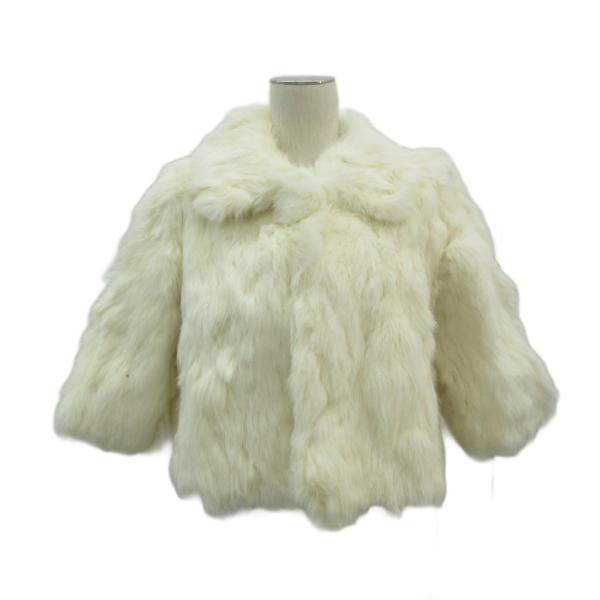 クレデゾーン CLE des ZONES ラビットファーコート 毛皮 ショート丈 38 白 ホワイト 七分袖 /YS14 ■GY58 レディース【表記サイズ】38【実寸サイズ】身幅：48cm　着丈：43cm　ゆき丈：51cm　　【素材】表地...