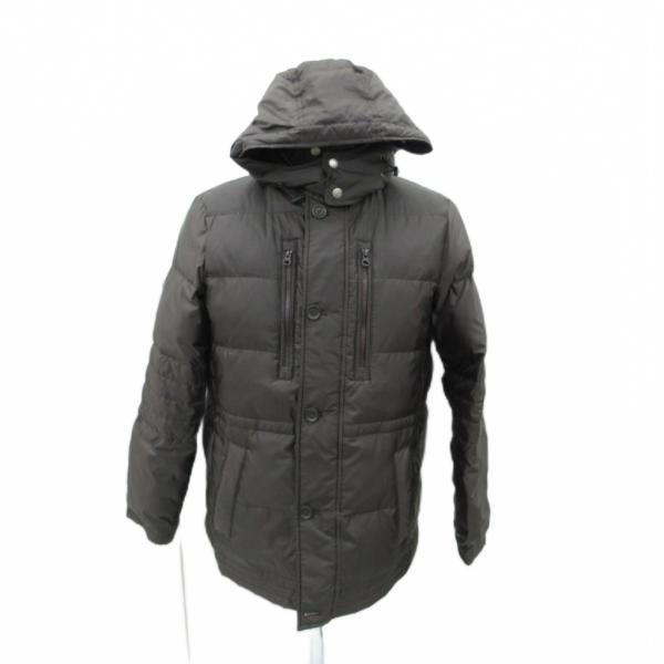 マディソンウォーカー MADISON WALKER ダウンジャケット ミドル丈 M ダークブラウン フード付き /HO47 ■GY58 メンズ【表記サイズ】M【実寸サイズ】肩幅：45cm　身幅：56cm　着丈：73cm　袖丈：61.5cm　...