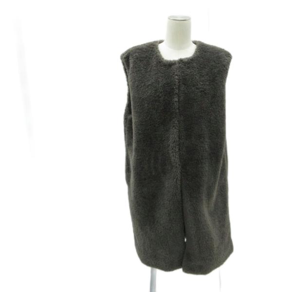 ラディエイト RADIATE フェイクファーベスト ミドル丈 9 グレー ノーカラー 01-31-14173 /SM15 ■GY58 レディース【ブランド】ラディエイト RADIATE【表記サイズ】9【実寸サイズ】身幅：56cm　着丈：90...