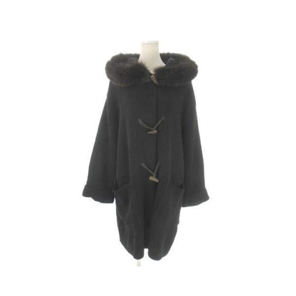 ブラーミン BRAHMIN ニットコート M 黒 ブラック ファー付きフード トグルボタン 長袖 /AO25 ■GY59 レディース【ブランド】ブラーミン BRAHMIN【表記サイズ】M【実寸サイズ】身幅：63cm　着丈：78cm　ゆき丈：...