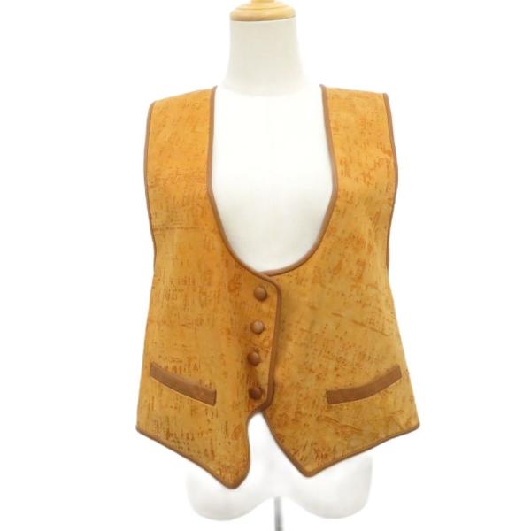 アルティコ ARTICO フェイレザーベスト ジャケット 上着 ミドル丈 42 茶色 ブラウン /HO14 ■GY59 レディース【表記サイズ】42【実寸サイズ】身幅：51cm　着丈：55.5cm　　【素材】表地　フェイクレザー　裏地　レー...