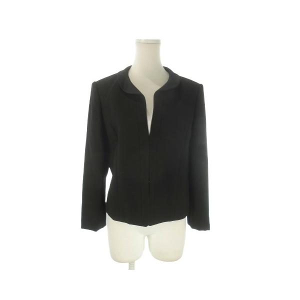 ソワールペルル SOIR PERLE 米沢織 ブラックフォーマル ジャケット 9AR 黒 ブラック 無地 フリルカラー 長袖 /AO24 ■GY59 レディース【表記サイズ】9AR【実寸サイズ】肩幅：38cm　身幅：45.5cm　袖丈：52...