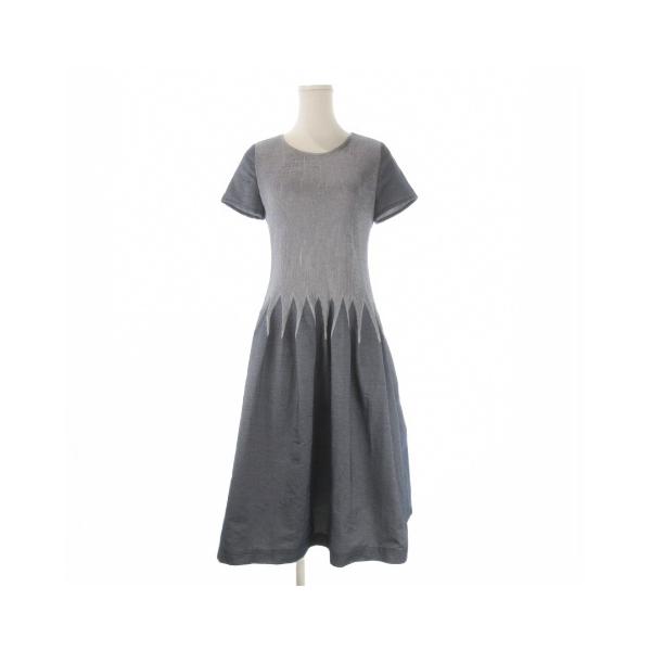 ヒロコビス HIROKO BIS ワンピース ひざ丈 半袖 切替 リブ ぎざぎざ 9 青 ブルー /CK10 ■GY59 レディース【ブランド】ヒロコビス HIROKO BIS【表記サイズ】9【実寸サイズ】肩幅：30.5〜cm　身幅：35〜...