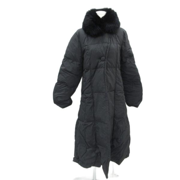 シャビージェンティール Sabby Genteel ダウンコート L 黒 ブラック フォックスファー ロング丈 114-1101 /YS32 ■GY59 レディース【表記サイズ】L【実寸サイズ】肩幅：42cm　身幅：48cm　袖丈：62cm...
