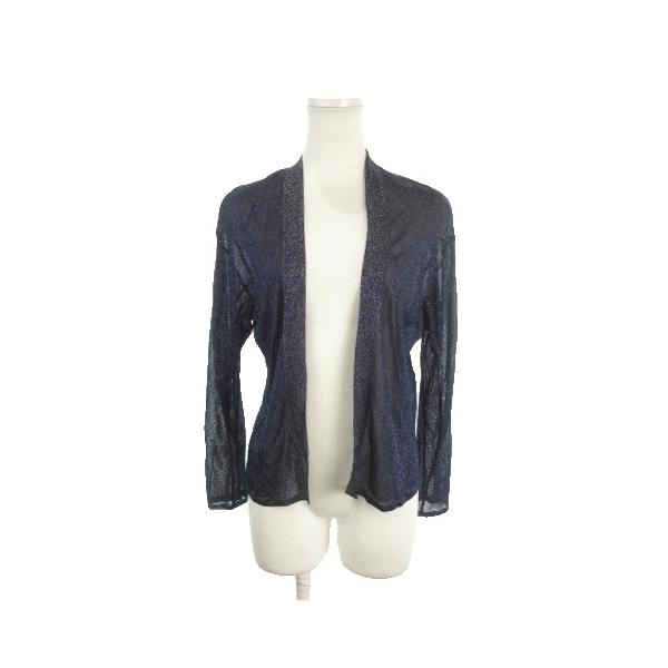 ピエールカルダン Pierre Cardin signe カーディガン シアー 40 紺 ネイビー 長袖 オープンフロント シルバーラメ /AH34 ■ECC001【ブランド】ピエールカルダン Pierre Cardin【表記サイズ】40【...