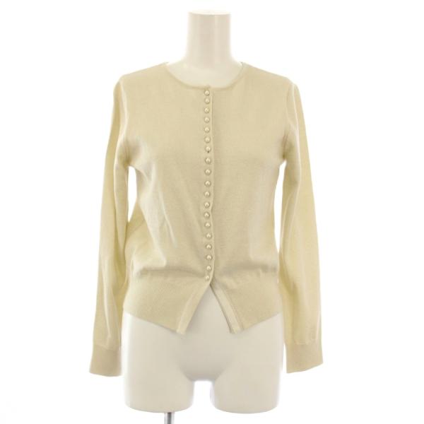 ビアッジョブルー Viaggio Blu ニットカーディガン ラメ クルーネック 長袖 パールボタン ウール 1 アイボリー /BB ■GY60 レディース【ブランド】ビアッジョブルー Viaggio Blu【表記サイズ】1【実寸サイズ】肩...