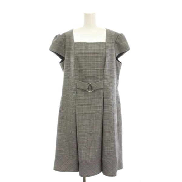 エフデ ef-de ワンピース ひざ丈 グレンチェック 13 黒 ブラック 白 ホワイト スクエアネック 半袖 55-73121027 /YM ■GY60 レディース【ブランド】エフデ ef-de【表記サイズ】13【実寸サイズ】肩幅：43c...