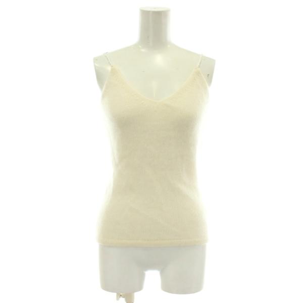 未使用品 エムプルミエ M-Premier キャミソール ウール アンゴラ混 ノースリーブ ビーズ Vネック 38 白 ホワイト /XZ ■GY60【ブランド】エムプルミエ M-Premier【表記サイズ】38【実寸サイズ】身幅：34.5c...