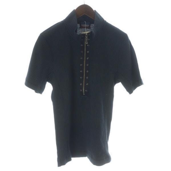 未使用品 ニコルクラブフォーメン NICOLE CLUB FOR MEN ニット カットソー 48 チャコールグレー 半袖 リブ編み ハーフジップ /GG ■GY60 メンズ【ブランド】ニコルクラブフォーメン NICOLE CLUB FOR...