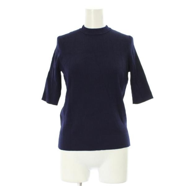 プラステ PLST ニット M 紺 ネイビー リブ素材 ハイネック 七分袖 /GP ■GY60 レディース【ブランド】プラステ PLST【表記サイズ】M【実寸サイズ】肩幅：28cm　身幅：38cm　着丈：50cm　袖丈：29cm　　【素材】...