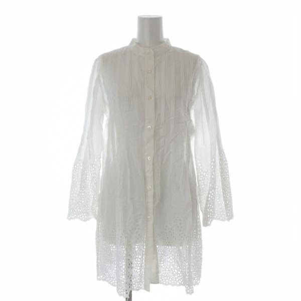 49アベニュー ジュンコシマダ 49AV. junko shimada シャツ ブラウス 38 白 ホワイト 長袖 スタンドカラー カットワークレース 日本製【ブランド】49アベニュー ジュンコシマダ 49AV. junko shimada...