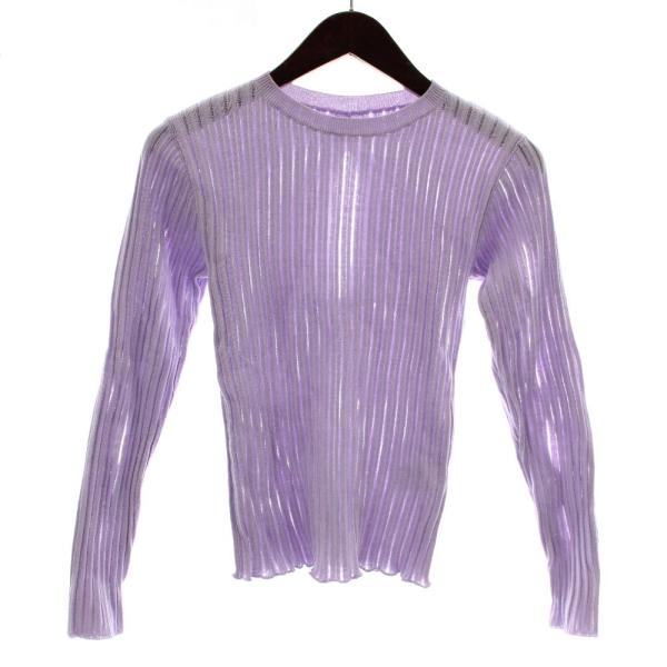 ジョゼムーン JOSE MOON ニット カットソー リブ 長袖 クルーネック F 紫 パープル /XZ ■GY60 レディース【表記サイズ】F【実寸サイズ】肩幅：28cm　身幅：28cm　袖丈：54cm　着丈：48cm　　【素材】ポリエス...