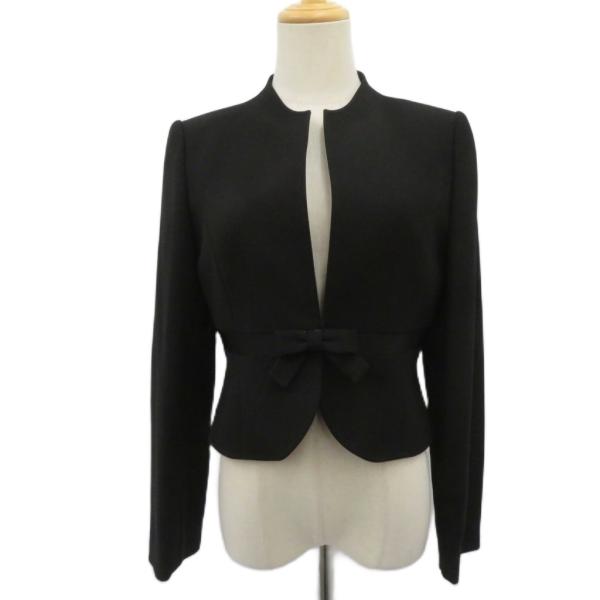 ソワールペルル CREA by SOIR PERLE ブラックフォーマル ジャケット 上着 ミドル丈 11 黒 ブラック リボン /SM37 ■ECB001 レディース【表記サイズ】11【実寸サイズ】肩幅：39cm　身幅：44cm　袖丈：5...