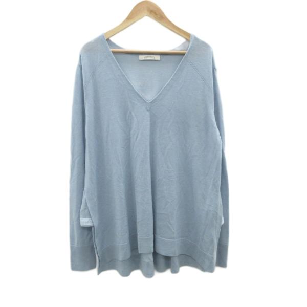 ドロシー シューマッハ  Dorothee Schumacher ニット カットソー ウール 2 水色 Vネック 長袖 /SY38 ■ECB001 レディース【表記サイズ】2（日本サイズM相当）【実寸サイズ】肩幅：44.5cm　身幅：54c...