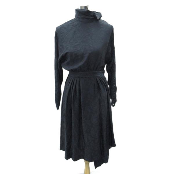 エマニュエル ウンガロ Emanuel Ungaro  ワンピース ミモレ丈 絹 シルク 9 紺 ネイビー 長袖 総柄 /SM40 ■ECB001 レディース【ブランド】エマニュエル ウンガロ Emanuel Ungaro 【表記サイズ】9...