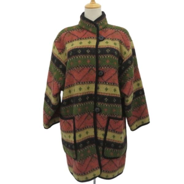 リルーン Lillunn コート ロング丈 マルチカラー 総柄 スタンドカラー /SM93 ■ECB001 レディース【表記サイズ】サイズ表記わかりかねます。【実寸サイズ】肩幅：49cm　身幅：57cm　袖丈：49cm　着丈：91cm　　【...