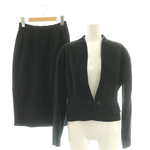 ハーディエイミス HARDY AMIES スーツ セットアップ ジャケット スカート 9 ブラック /DF ■ECB001 レディース【ブランド】ハーディエイミス HARDY AMIES【表記サイズ】9【実寸サイズ】身幅：46cm　着丈：5...