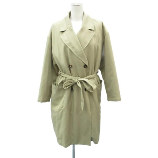 Shelney トレンチコート スプリングコート ロング丈 L ベージュ ダブルボタン /HO48 ■ECB001 レディース【表記サイズ】L【実寸サイズ】肩幅：55cm　身幅：56cm　着丈：100cm　袖丈：48cm　　【素材】本体　ポ...
