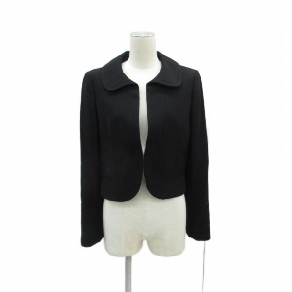 CREA by SOIR PERLE ジャケット 上着 11 黒 ブラック ラウンドカラー ショート丈 /HO6 ■ECB001 レディース【表記サイズ】11【実寸サイズ】肩幅：37cm　身幅：48cm　着丈：52cm　袖丈：59cm　　【...