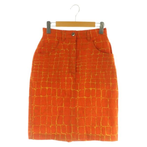 アイグナー AIGNER タイトスカート ロング 総柄 I42 オレンジ /MY ■OS ■ECB001 レディース【ブランド】アイグナー AIGNER【表記サイズ】I42【実寸サイズ】ウエスト：64cm　ヒップ：90cm　スカート丈：55...