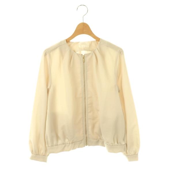 グローブ grove ノーカラージャケット ブルゾン M ライトベージュ /ES ■ECB001 レディース【ブランド】グローブ grove【表記サイズ】M【実寸サイズ】肩幅：38cm　身幅：50cm　着丈：51cm　袖丈：54cm　　【素...