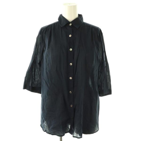 ロペ ROPE シャツ ブラウス コットン 9 紺 ネイビー /CX ■ECB001 レディース【ブランド】ロペ ROPE【表記サイズ】9【実寸サイズ】身幅：50cm　着丈：64cm　ゆき丈：52cm　　【素材】綿【色】紺【仕様】袖ロールア...