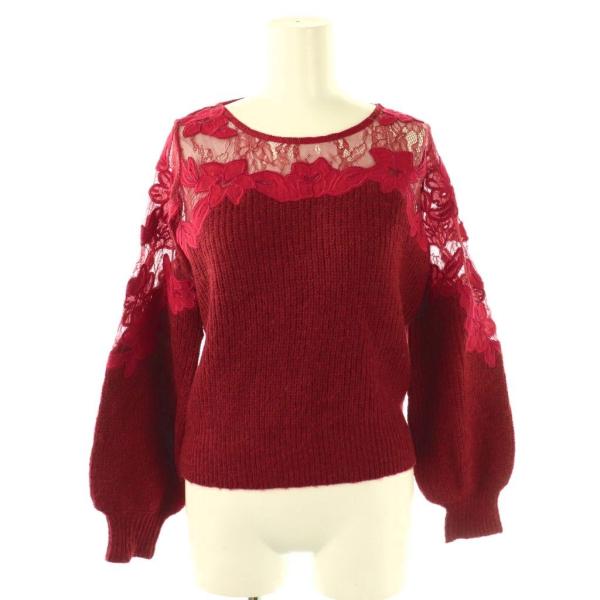 エイミーイストワール eimy istoire レースドッキングニット セーター プルオーバー F 赤 /CX ■ECB001 レディース【ブランド】エイミーイストワール eimy istoire【表記サイズ】F【実寸サイズ】身幅：43cm...