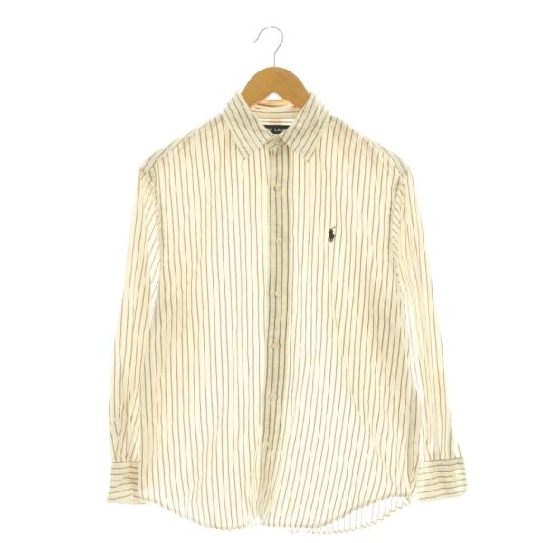ラルフローレン RALPH LAUREN POLO SPORT シャツ ストライプ 9 オフホワイト ブラウン /DF ■ECB001 レディース【ブランド】ラルフローレン RALPH LAUREN【表記サイズ】9【実寸サイズ】肩幅：45c...