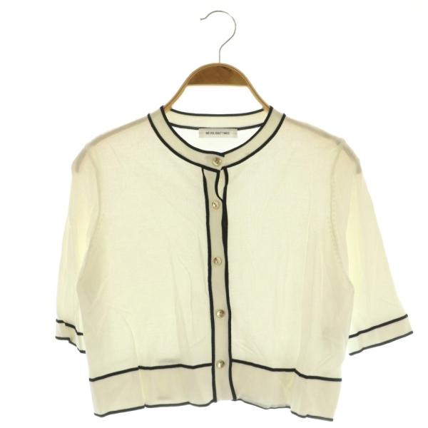 ナチュラルビューティーベーシック NATURAL BEAUTY BASIC 五分袖カーディガン ニット ライン FR ホワイト /MY ■OS ■ECB001 レディース【ブランド】ナチュラルビューティーベーシック NATURAL BEAU...