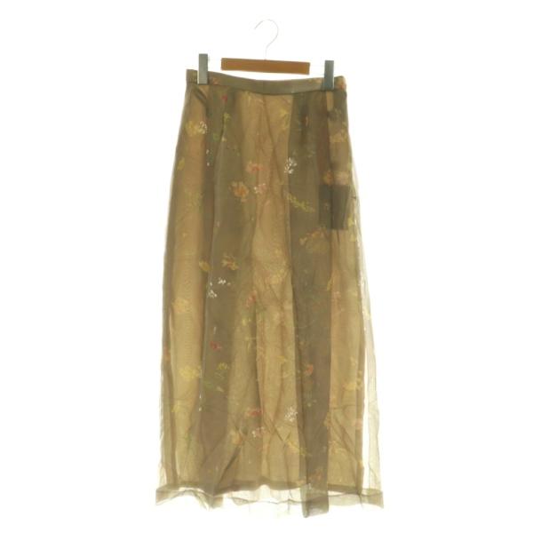 未使用品 アニーベルトン ANNY BERTRAND シアースカート ロング 花柄 40 カーキ /MY ■OS ■ECC001 レディース【表記サイズ】40【実寸サイズ】ウエスト：64cm　ヒップ：88cm　スカート丈：89cm　　【素材...