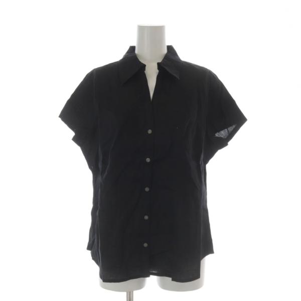 未使用品 エディーバウアー EDDIE BAUER シャツ ブラウス 麻 リネン L 黒 ブラック Vネック 半袖 無地 /GR ■ECC001 レディース【ブランド】エディーバウアー EDDIE BAUER【表記サイズ】L【実寸サイズ】肩...