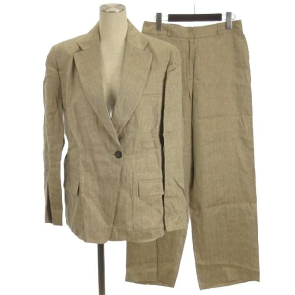 未使用品 モンシェ MON CHEZ タグ付き セットアップ ジャケット シングル パンツ スラックス ベージュ 11 ■ECD001 レディース【表記サイズ】11【実寸サイズ】ジャケット 肩幅：39cm　ジャケット 身幅：49cm　ジャケ...