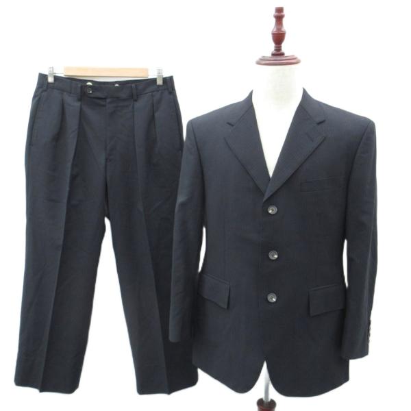 ケント&amp;カーウェン スーツ セットアップ テーラードジャケット シングルボタン スラックスパンツ ストライプ柄 黒 /SY6 ■ECD001【ブランド】ケント&amp;カーウェン KENT&amp;CURWEN【表記サイズ】サイズ表...