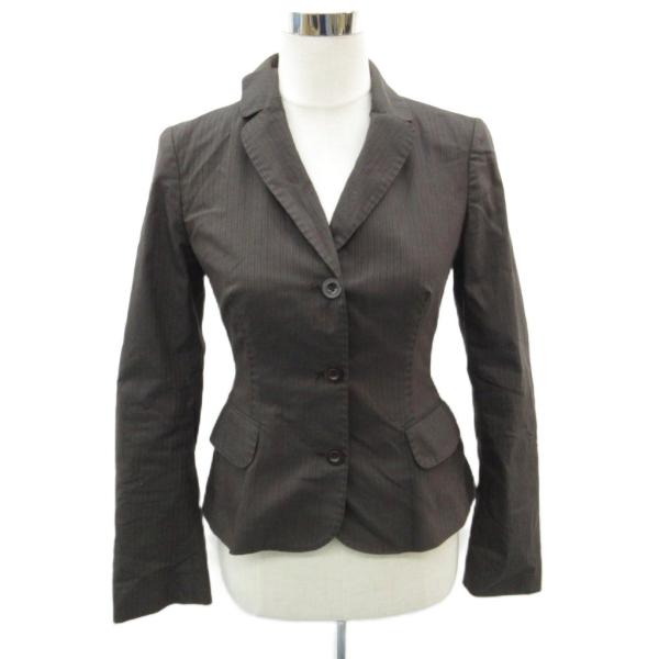 フィロソフィーディアルベルタフェレッティ テーラードジャケット ミドル丈 36 S 茶 ストライプ柄 総裏地 /SY65 ■ECD001 レディース【ブランド】フィロソフィーディアルベルタフェレッティ PHILOSOPHY di ALBER...