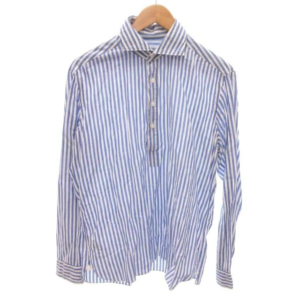 バルバ BARBA シャツ 麻 リネン プルオーバー ハーフボタン 長袖 ストライプ 青 ブルー 白 ホワイト 111-91-0143 /HW ■ECD001 メンズ【ブランド】バルバ BARBA【表記サイズ】サイズ表記なし(実寸サイズをご...