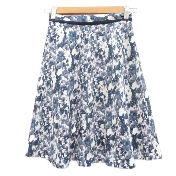 カールパークレーン KarL Park Lane フレアスカート 7号 オフホワイト 紺 ネイビー 花柄 ひざ丈 /HO14 ■ECD001 レディース【ブランド】カールパークレーン KarL Park Lane【表記サイズ】7号【実寸サイ...