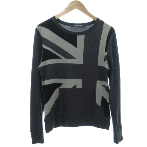 ニールバレット Neil Barrett セーター ニット シルク カシミヤ混 XS チャコールグレー ユニオンジャック柄 ラウンドネック 長袖 /ML【ブランド】ニールバレット Neil Barrett【表記サイズ】XS【実寸サイズ】肩幅...