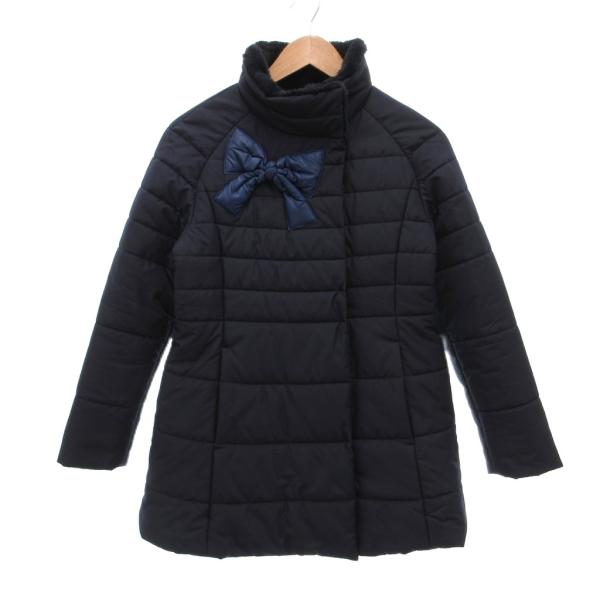 ファミリア Familiar 中綿ジャケット 160 紺 ネイビー リボン装飾 スタンドカラー 長袖 襟ボア /NU ■ECD001 キッズ【ブランド】ファミリア Familiar【表記サイズ】160【実寸サイズ】身幅：50cm　着丈：71...