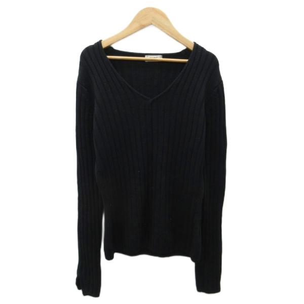 RICCARDO NANNI ニット セーター M 黒 ブラック Vネック リブ編み 長袖 /SM6 ■ECD001 レディース【表記サイズ】M【実寸サイズ】肩幅：41cm　身幅：44cm　着丈：63cm　袖丈：65cm　　【素材】毛【色】...
