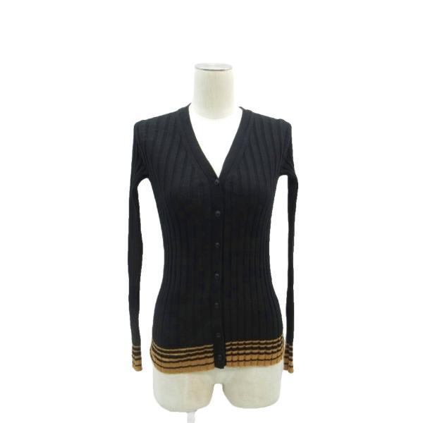 ポールスミス PAUL SMITH リブニットカーディガン ミドル丈 Vネック M 黒 /SY41 ■ECD001 レディース【ブランド】ポールスミス PAUL SMITH【表記サイズ】M【実寸サイズ】肩幅：36cm　身幅：36cm　袖丈：...