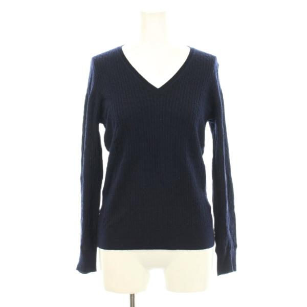 ポールスチュアート PAUL STUART ニット セーター 絹 シルク 6 紺 ネイビー Vネック ケーブル編み 長袖 /LP ■GY58 レディース【ブランド】ポールスチュアート PAUL STUART【表記サイズ】6【実寸サイズ】肩幅...