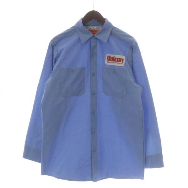 マツシンスキー Matuszynski シャツ ワーク M 青 ライトブルー 水色 長袖 レギュラーカラー ワッペン装飾 胸ポケット /GR ■GY58【表記サイズ】M【実寸サイズ】肩幅：44cm　身幅：55.5cm　着丈：78cm　袖丈：...