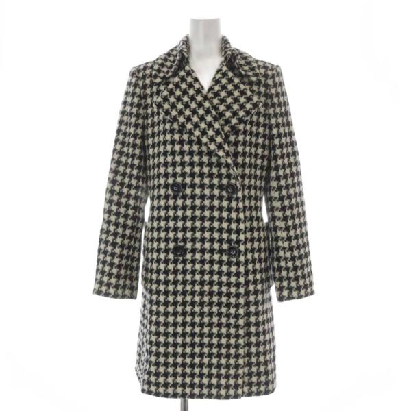 クラシックアンティエ CLASSIQUES Entier ピーコート ウール 0 黒 ブラック 白 オフホワイト 千鳥格子柄 ダブルブレスト 長袖 ミドル【ブランド】クラシックアンティエ CLASSIQUES Entier【表記サイズ】0【...