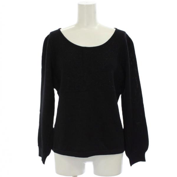 エフデ ef-de ニット カットソー ウール 13 黒 ブラック 長袖 ラウンドネック バルーンスリーブ /GG ■GY59 レディース【ブランド】エフデ ef-de【表記サイズ】13【実寸サイズ】肩幅：37.5cm　身幅：44cm　着丈...