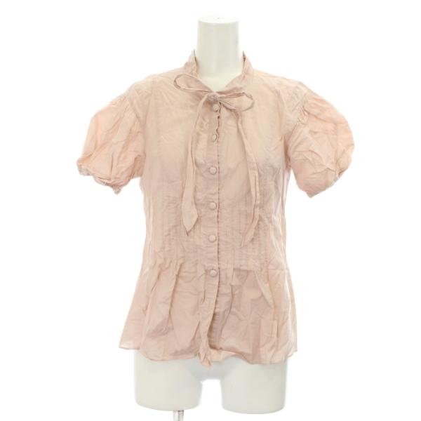 ジルスチュアート JILL STUART シャツ ブラウス S ピンクベージュ 半袖 ボウタイ ピンタック /GG ■GY59 レディース【ブランド】ジルスチュアート JILL STUART【表記サイズ】S【実寸サイズ】肩幅：35.5cm　...