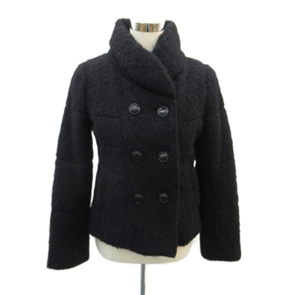 インディヴィ INDIVI 中綿コート ショート丈 38 黒 ブラック ダブルボタン /SM55 ■ECC001 レディース【ブランド】インディヴィ INDIVI【表記サイズ】38【実寸サイズ】肩幅：38cm　身幅：45cm　袖丈：57cm...