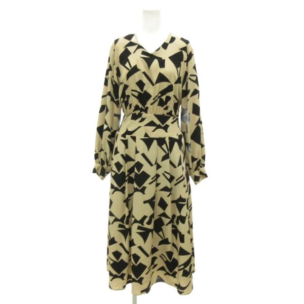 未使用品 フェンネル FENNEL タグ付き ワンピース 9 ベージュ 幾何学模様 Vネック 長袖 マキシ ロング /JS ■ECC001 レディース【ブランド】フェンネル FENNEL【表記サイズ】9【実寸サイズ】肩幅：42cm　身幅：4...