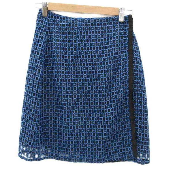 スポーツマックスコード マックスマーラ ラップスカート フレアスカート ひざ丈 刺繍 フリンジ ブルー /SY28 ■ECD001 レディース【ブランド】スポーツマックスコード マックスマーラ SPORTMAX CODE【表記サイズ】M【実...